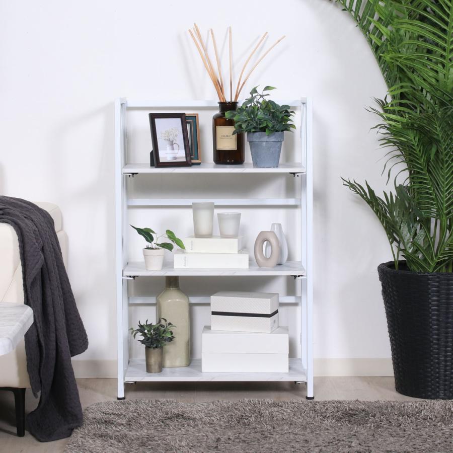 不二貿易 シェルフ 幅61cm 3段 折りたたみ式 ヴィンテージ調 （ 棚 ラック 本棚 折りたたみ 収納 家具 三段 ） : リビングート ...