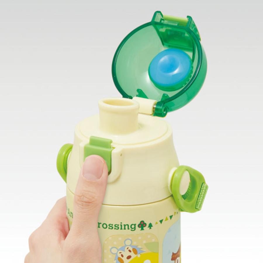 水筒 580ml 超軽量2WAYステンボトル どうぶつの森21 （ どうぶつの森 2way 直飲み コップ ステンレス 保温 保冷 ワンプッシュ ボトル コップ飲み ） :447201:リビン ...