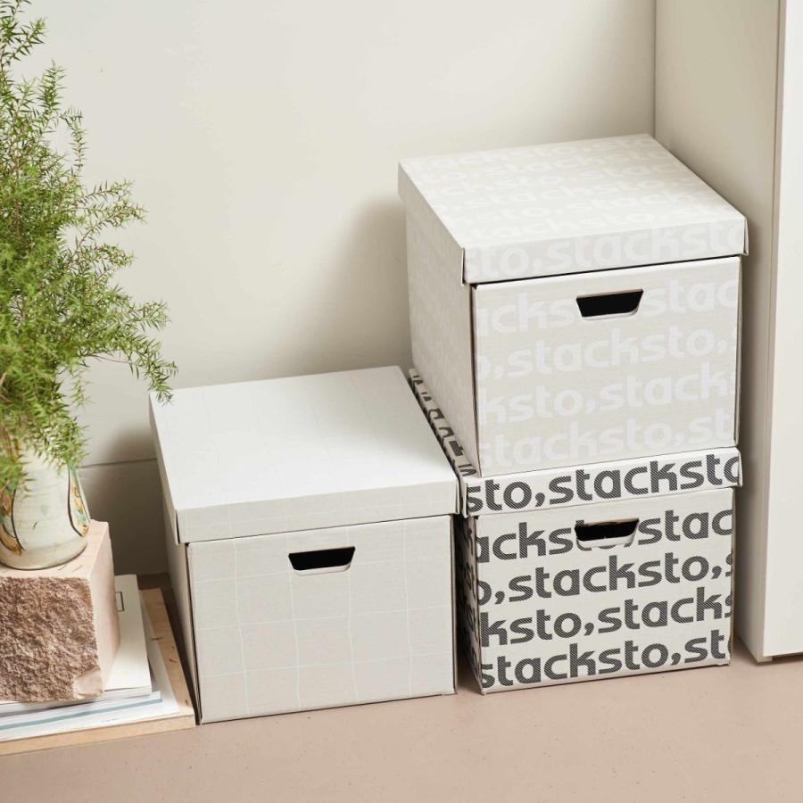 stacksto. 収納ボックス jawdrop ジョードロップ フタ付き クラフト （ 収納ケース 収納 ダンボール 段ボール 箱 蓋 前開き 可動式 A4サイズ 書類 おもちゃ 衣類 保管 ...