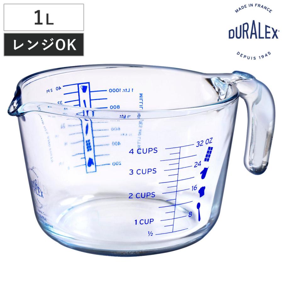 DURALEX デュラレックス メジャーカップ 1L 耐熱ガラス 電子レンジ対応 （ 耐熱 ガラス 1リットル 計量カップ 目盛 ...