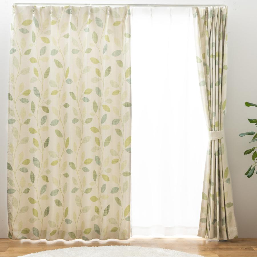 カーテン 3級遮光 ボタニッシュ 100×133〜200cm 2枚、150×178cm・200×178cm・200×230cm 1枚 形状記憶 （ ユニベール 遮光カーテン ドレープカーテン ...