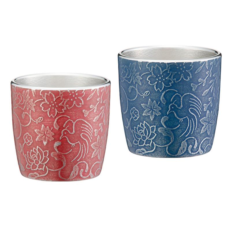 色選択可能ペア 大阪錫器 和酒器 ぐい呑み 花鳥風月 ペアセット cf-2p 55ml 桐箱入り 白・朱・青・緑・黄・黒からお選びください（同色も可） 日本酒器 伝統工芸 : クリスタル専門店 ...