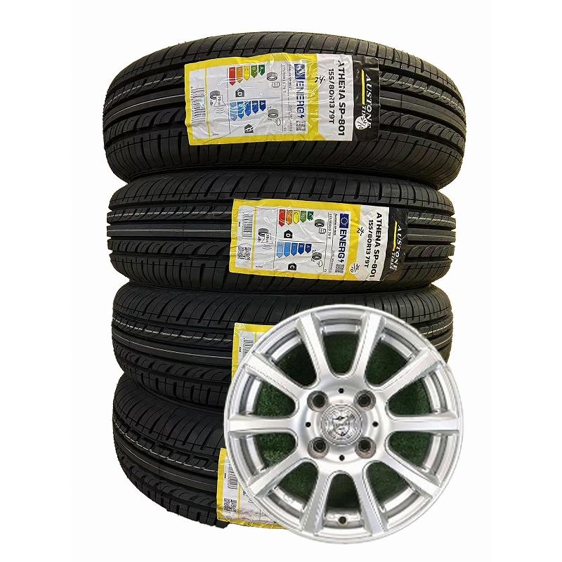 2024年製 155/80R13 79T Austone SP-801 新品 夏タイヤ/中古 アルミホイール 4本【組み付け無料バランス込み ...