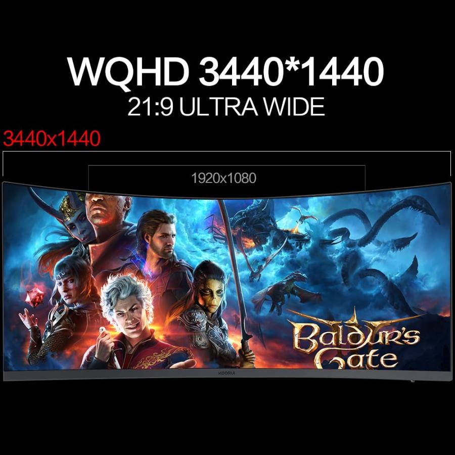 KOORUI ゲーミング モニター 34E6UC 34インチ 21:9 超湾曲 ウルトラワイド 3440 : Lo&Lu - 通販 - Yahoo!ショッピング