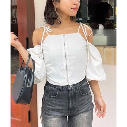 SPIRALGIRL スパイラルガール オープンショルダーフロントZIPブラウス （ホワイト） : ブランド公式 LOCOMALL ロコモール - 通販 - Yahoo!ショッピング