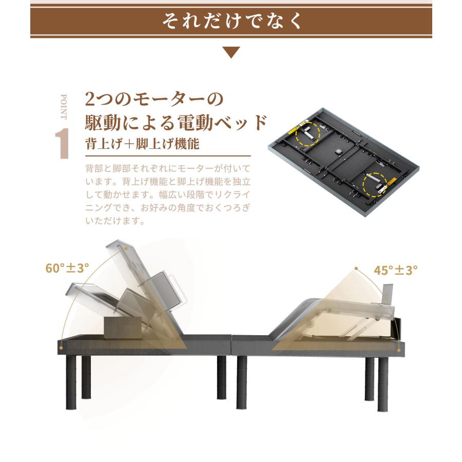 FlexiSpot 電動ベッド リクライニングベッド 電動 FlexiSpot S5 2モーター ベッド 電動 組立サービス付き 折り畳み セミダブル 電動リクライニング 静音 介護 ...