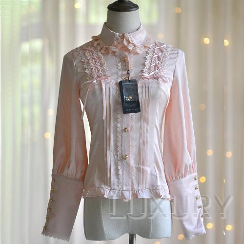 即納 現品限り】ロリータ服 ブラウス フリル シャーリング 長袖 即納 現品限り】ロリータ服 ブラウス フリル シャーリング 長袖