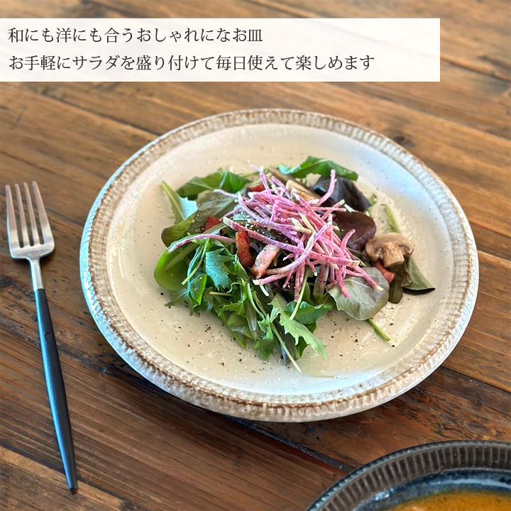 4枚セット 皿 おしゃれ 食器 カレー皿 パスタ皿 渕錆粉引 ディナープレート 24.5cm 日本製 プレート サラダ皿 モダン 陶器 美濃焼 レンジ対応 食洗機対応 : ks22-4pcs ...