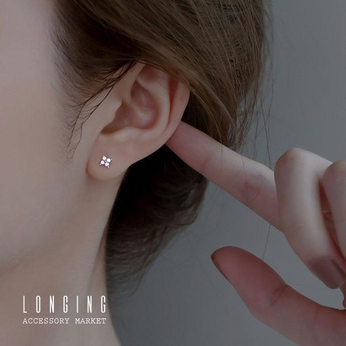 ピアス レディース ゴールド シルバー ビジュー 花 フラワー 小さい 小さめ 金属アレルギー対応 シルバー925 SV925 : LONGING - 通販 - Yahoo!ショッピング