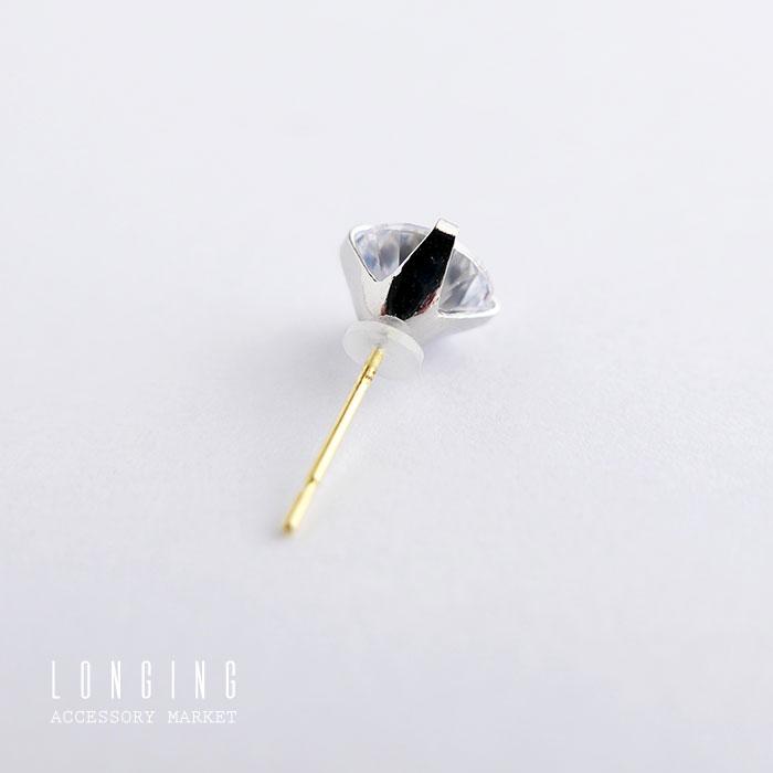 ピアス 18金 K18 レディース 日本製 シンプル 3Aランク キュービックジルコニア CZ シルバー 1粒 6mm 金属アレルギー対応 : LONGING - 通販 - Yahoo!ショッピング