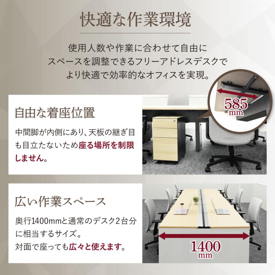 LOOKIT 法人限定 フリーアドレスデスク 6人用 幅4200×奥行1400mm 配線ボックス付き オフィスデスク ワークデスク パソコンデスク 事務机 平机 オフィス WPF-4214 ...