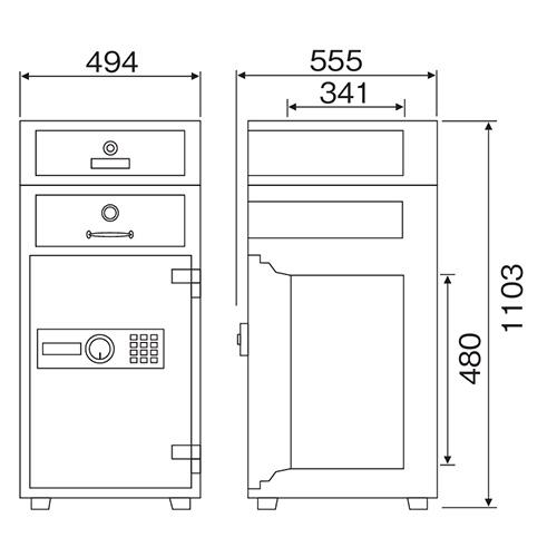 ダイヤセーフ 耐火金庫 夜間投入 56L 3段 指紋認証 金庫 収納庫 保管庫 セキュリティボックス 大型 鍵付 業務用 耐火 防炎 防火 防犯対策 置き型 店舗 会社 オフィス SP94-3 ...