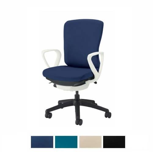 ライオン事務器 法人限定 LION バーサル versal オフィスチェアー No.3511F-K 布張り ホワイトシェル ブラック脚 サークルアームチェア PCチェア No3511F-K ...