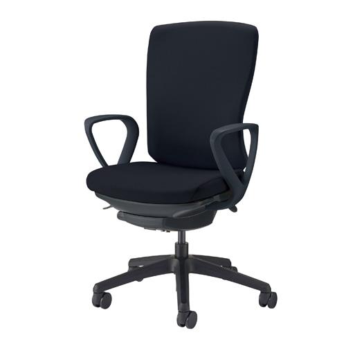 ライオン事務器 法人限定 LION バーサル versal オフィスチェアー No.3526F-K 布張り ブラックシェル ブラック脚 サークルアームチェア PCチェア No3526F-K ...