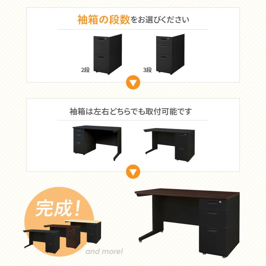 LOOKIT（ルキット） オフィスデスク 片袖机 本体ブラック 袖箱 無地 スリム 幅1400×奥行600mm ワークデスク パソコンデスク ...