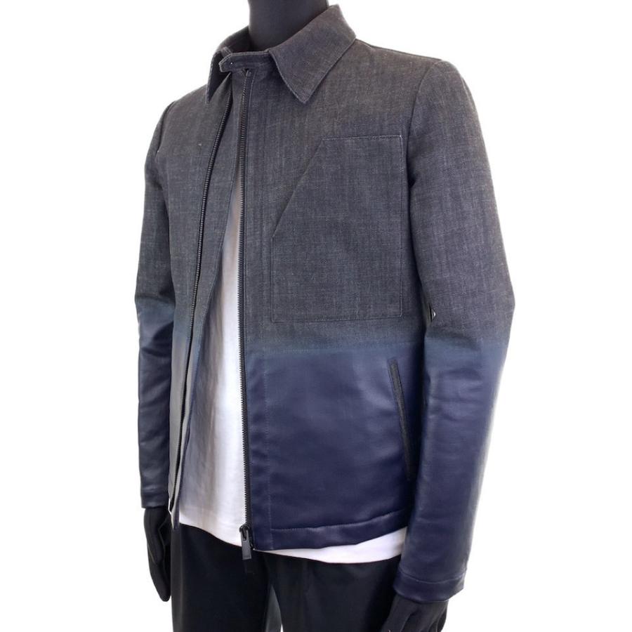 FENDI（フェンディ） 超美品 コーティングデニム ネイビー 紺色 デニム ライダース デニムジャケット メンズ 103092 ...