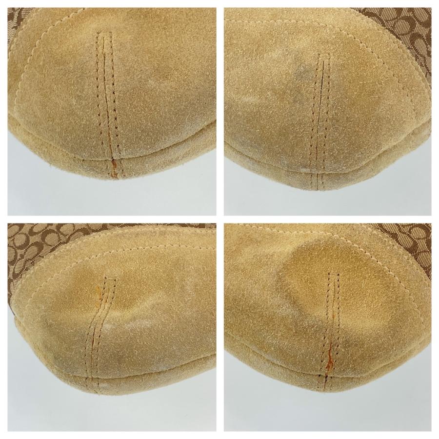 COACH 美品 コーチ シグネチャー ブラウン ベージュ レザー F10943 ショルダーバッグ 斜め掛け ポシェット レディース ...