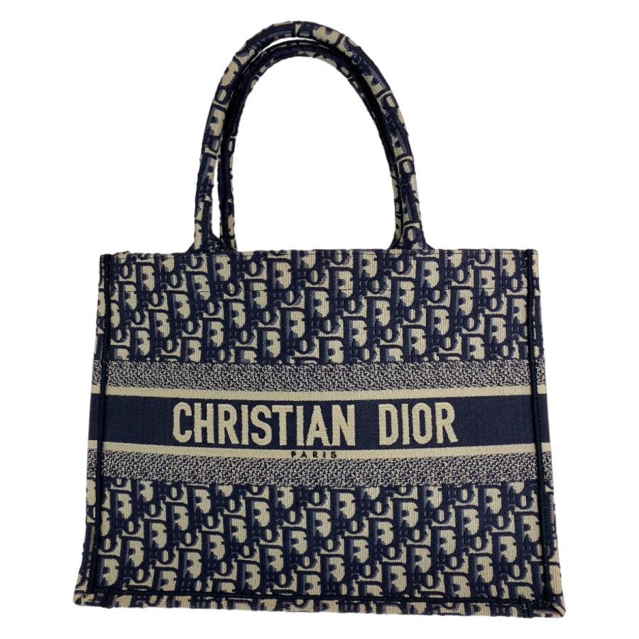 Dior ディオール トロッター ブックトート スモール ネイビー 紺 白 キャンバス 50-MA-0169 トートバッグ 肩掛け レディース ...