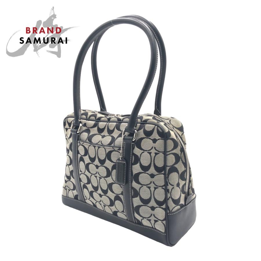 COACH コーチ シグネチャー グレー ブラック 黒 キャンバス 6097 トートバッグ ハンドバッグ レディース 405062 ...