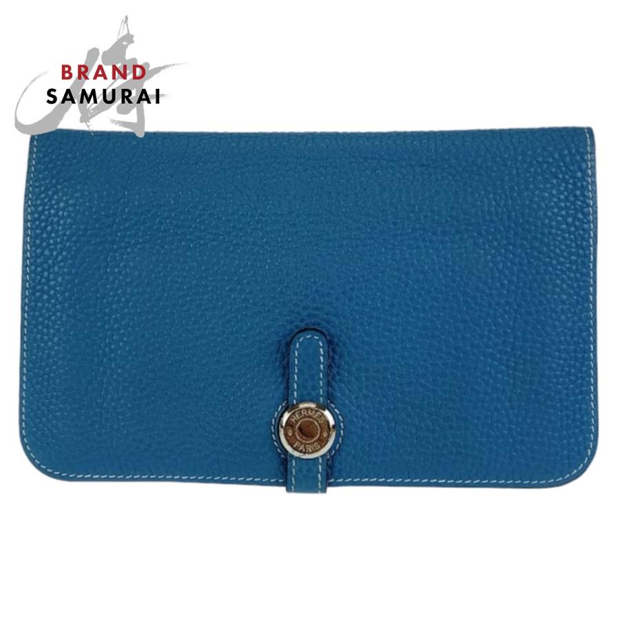 美品 HERMES エルメス ドゴン GM ブルージーン シルバー金具 トゴ 長財布 ロングウォレット 男女兼用 M刻印 レディース ...