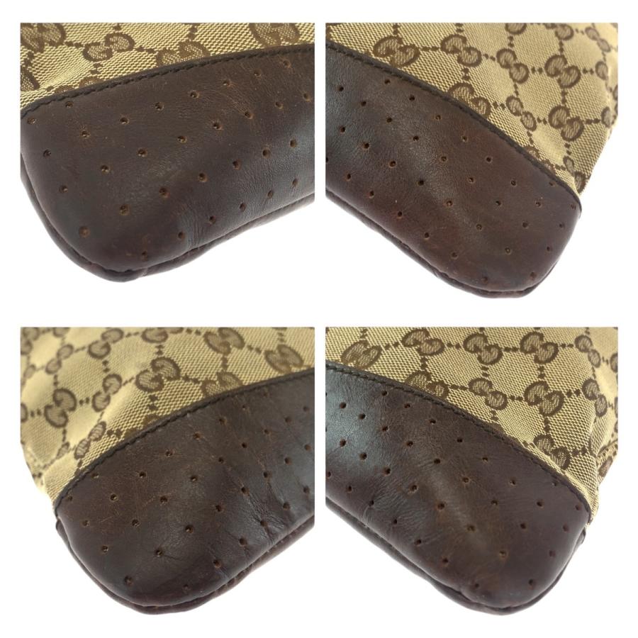 GUCCI グッチ ブラウン ベージュ ゴールド金具 GGキャンバス/レザー 145857 ショルダーバッグ メッセンジャーバッグ レディース ...