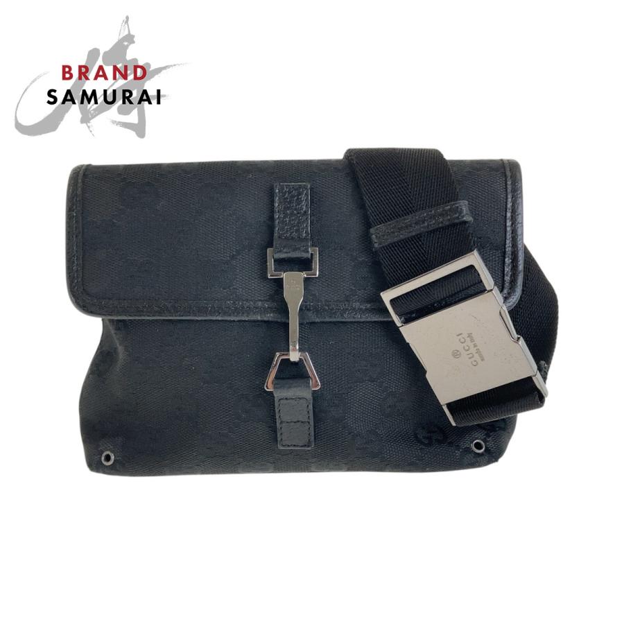 GUCCI グッチ ブラック 黒 シルバー金具 GGキャンバス 92543 ボディバッグ バムバッグ ウエストポーチ レディース 409794 ...