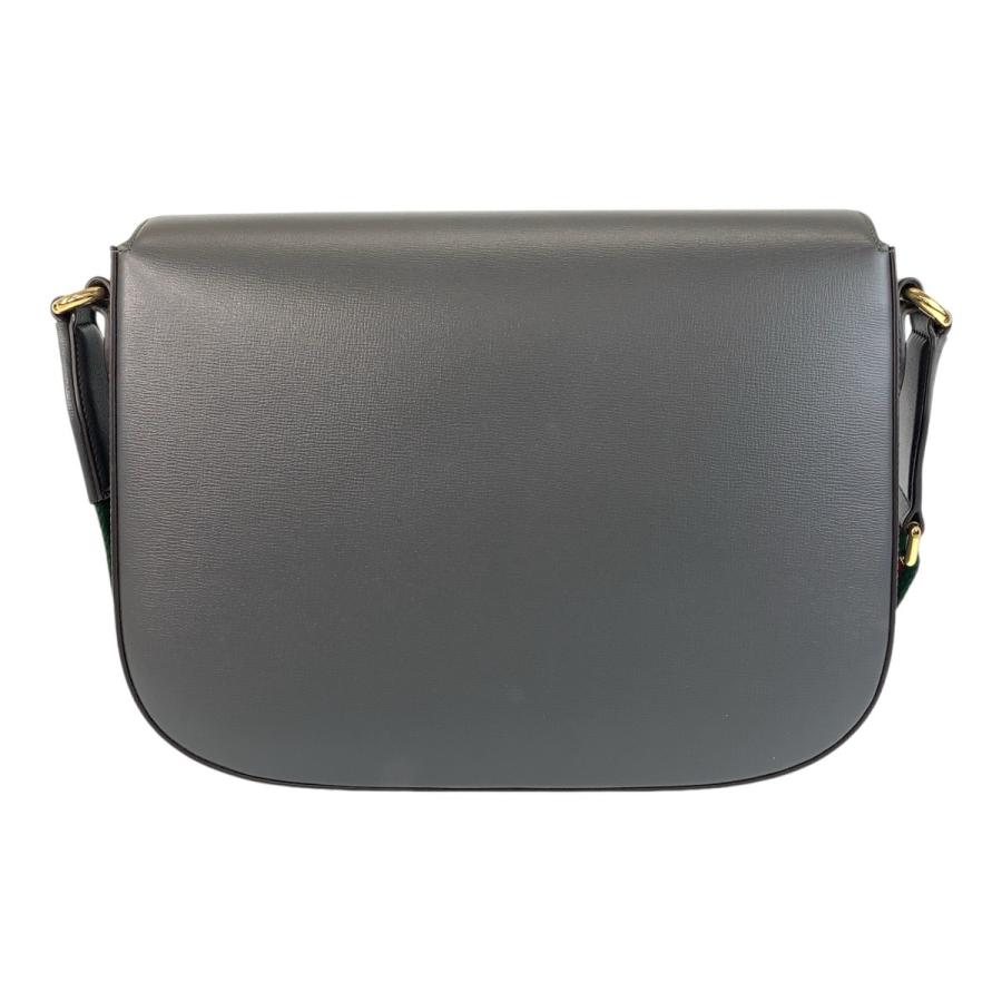 超美品 GUCCI グッチ シェリーライン ホースビット 男女兼用 グレー レザー 700457 斜め掛け ショルダーバッグ ポシェット ...