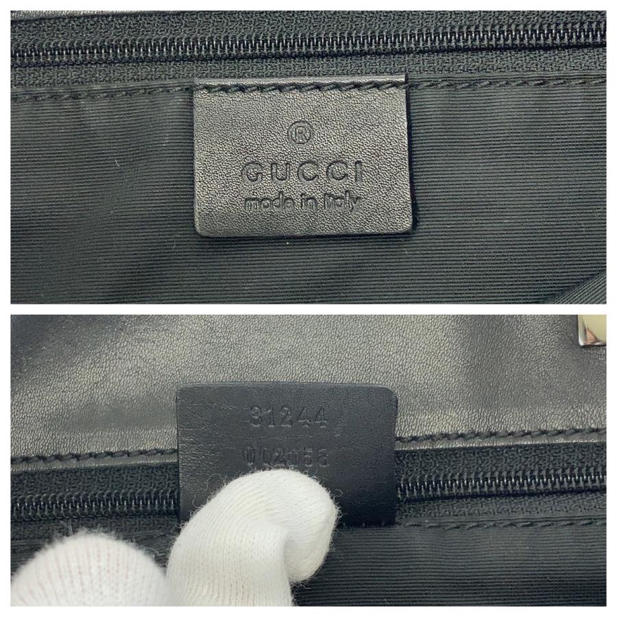GUCCI 美品 グッチ ブラック 黒 シルバー金具 GGキャンバス 31244 トートバッグ ショルダーバッグ レディース 411411 ...