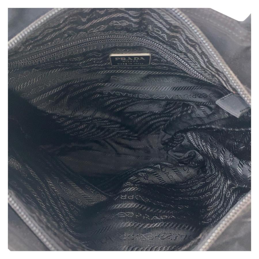 PRADA 美品 プラダ テスート 三角ロゴプレート ブラック 黒 シルバー金具 ナイロン トートバッグ ショルダーバッグ レディース ...