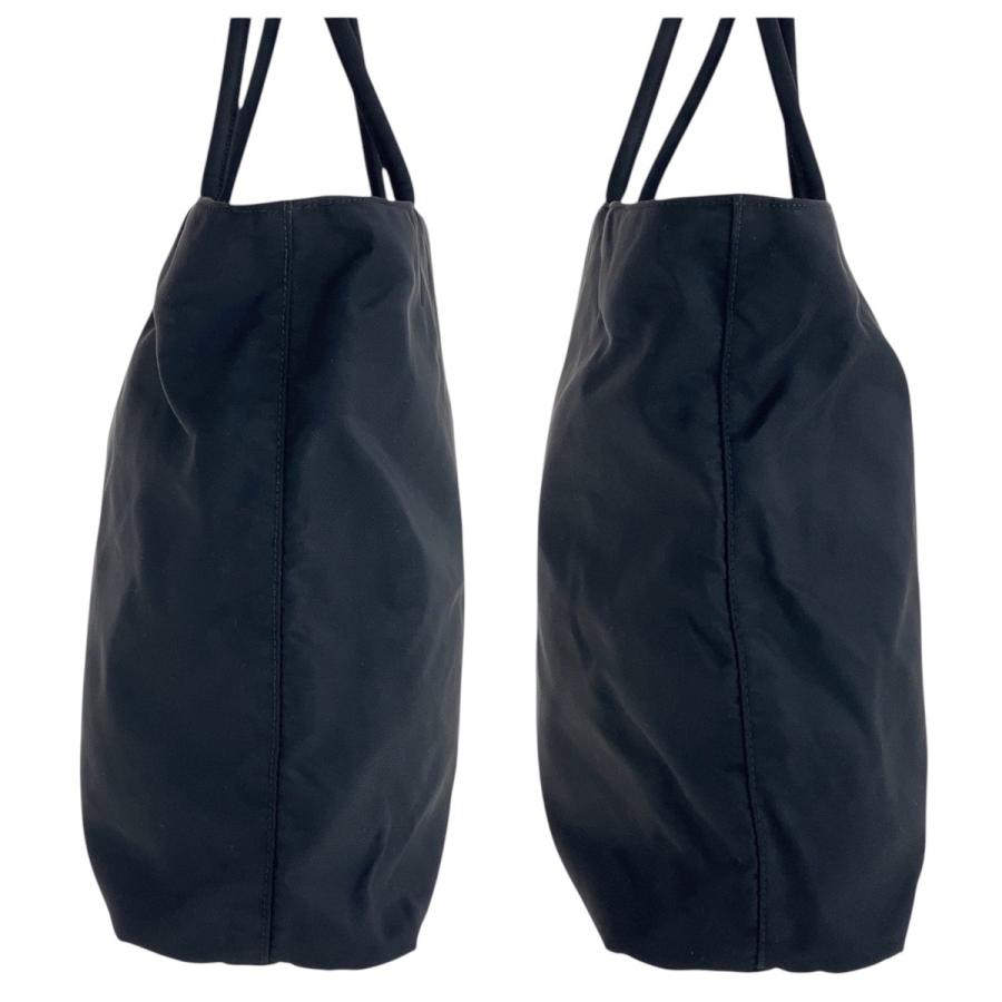 PRADA 美品 プラダ テスート 三角ロゴプレート ブラック 黒 シルバー金具 ナイロン トートバッグ ショルダーバッグ レディース ...
