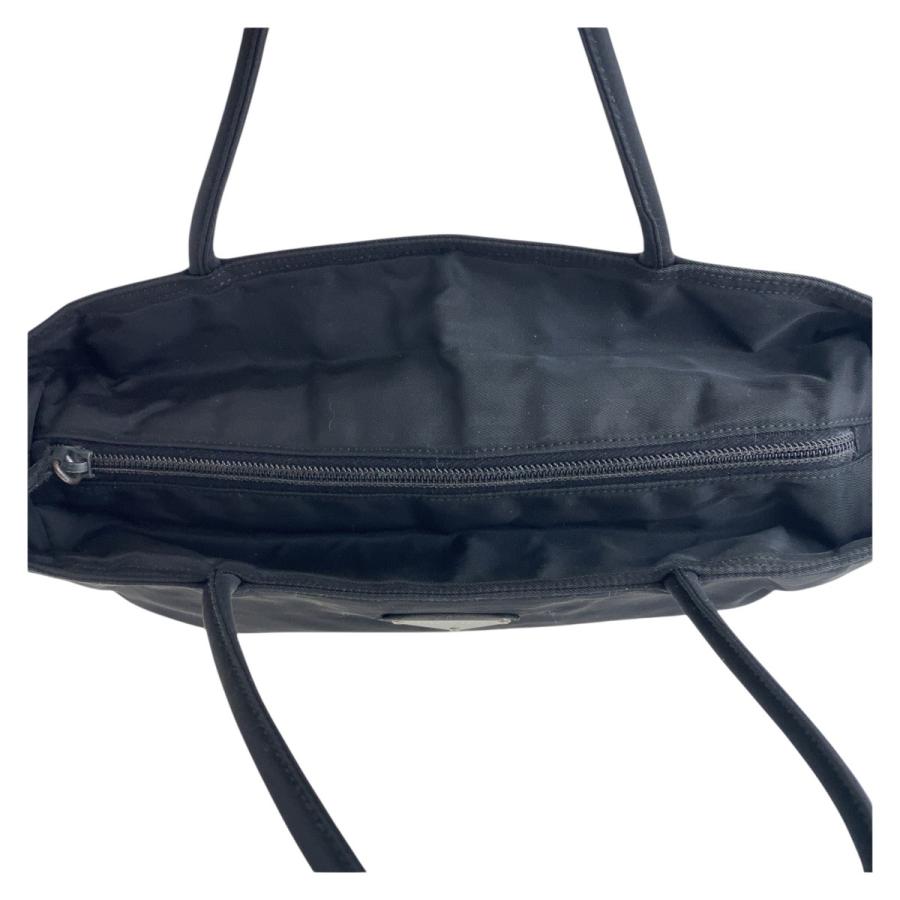 PRADA 美品 プラダ テスート 三角ロゴプレート ブラック 黒 シルバー金具 ナイロン トートバッグ ショルダーバッグ レディース ...