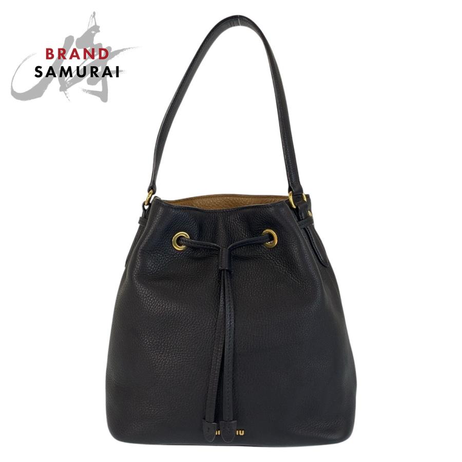 美品 Miu Miu ミュウ ミュウ ブラック 黒 ゴールド金具 レザー ショルダーバッグ レディース 500072 : 500072 ...