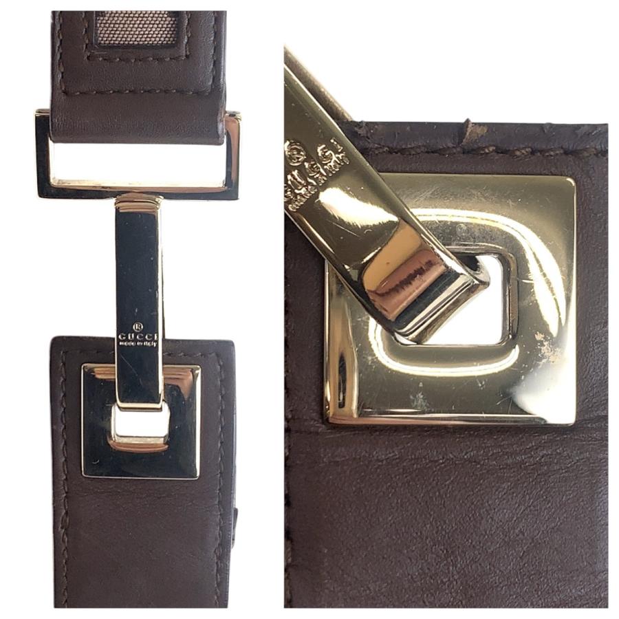 GUCCI 美品 グッチ ブラウン ピンクベージュ ゴールド金具 GGキャンバス/レザー 001 4204 ショルダーバッグ レディース ...
