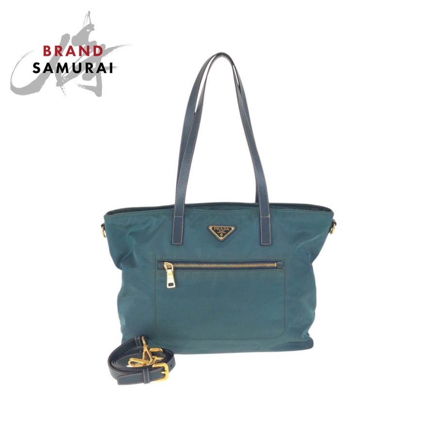 PRADA プラダ テスート 三角ロゴプレート グリーン ネイビー ゴールド金具 トートバッグ ショルダーバッグ 2way レディース 502667 : BRAND SAMURAI - 通販 ...