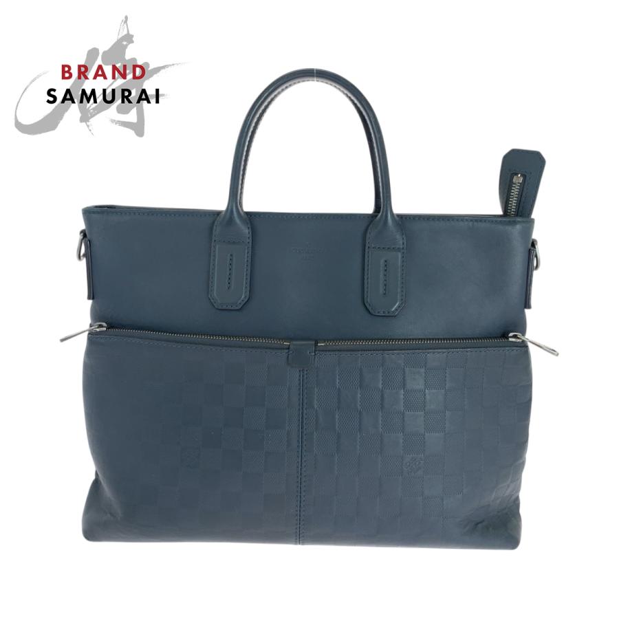 LOUIS VUITTON（ルイ・ヴィトン） ダミエ アンフィニ 7DW コスモス ブルー シルバー金具 レザー N41567 ビジネスバッグ ...