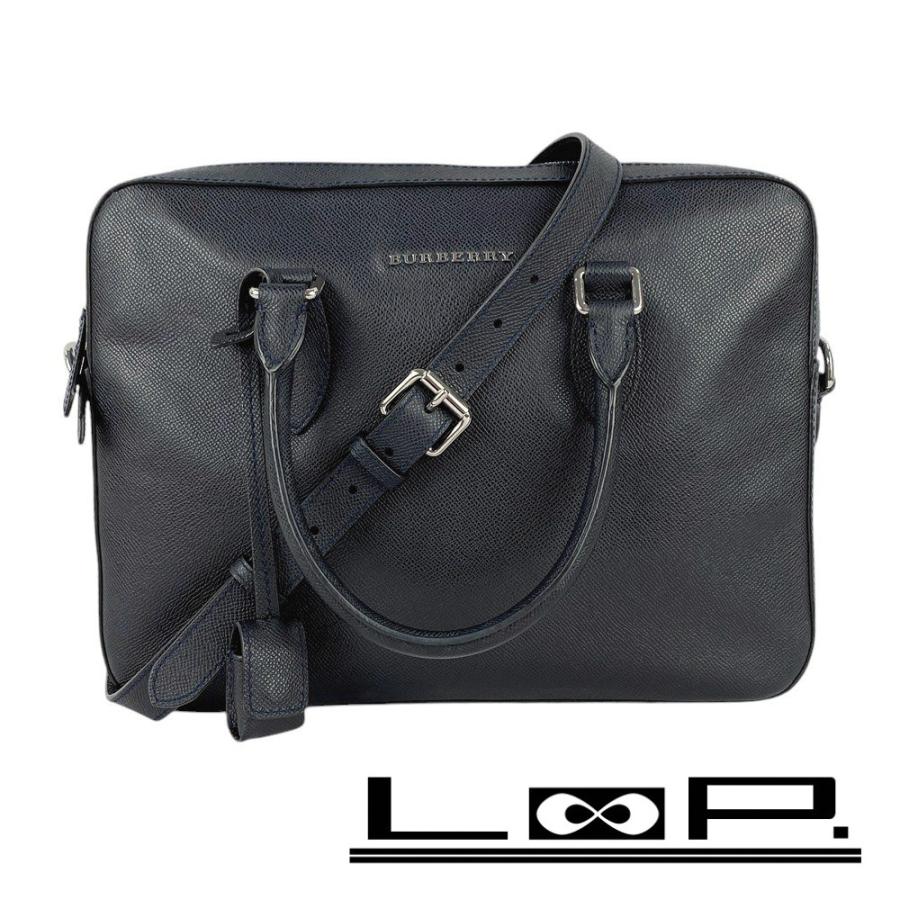 美品 バーバリー 2WAY ショルダー ハンド バッグ ビジネス レザー ネイビー 【279706】6 : LOOPLAND - 通販 - Yahoo!ショッピング