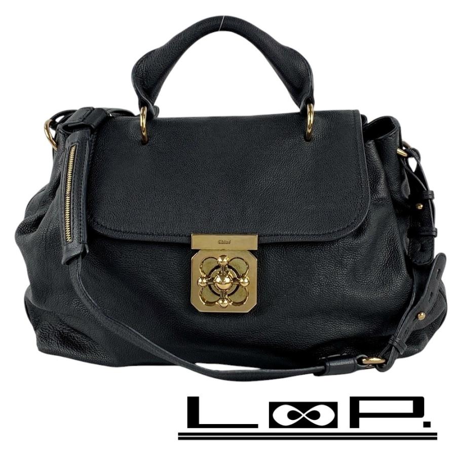 中古 クロエ エルシー 2WAY ハンド ショルダー バッグ レザー ブラック 【295430】2 : LOOPLAND - 通販 - Yahoo!ショッピング