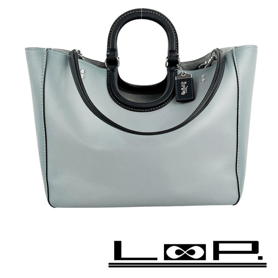 美品 コーチ レイ トート 2WAY バッグ グラブタンレザー グレー ブルー CH592 【297076】7 : LOOPLAND - 通販 - Yahoo!ショッピング