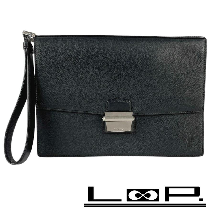 中古 カルティエ パシャ クラッチ セカンド バッグ レザー ブラック 【306426】2 : LOOPLAND - 通販 - Yahoo!ショッピング