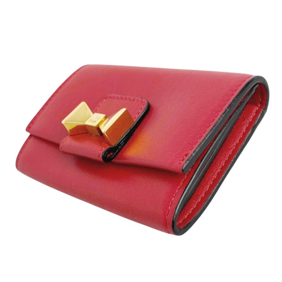 SALE!!!! 美品 クロエ カードケース 名刺入れ リボン ビジネス 仕事 レザー GP レッド 3P0671-889 箱 【330803 ...