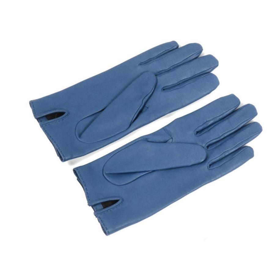 【未使用】 HERMES エルメス グローブ 手袋 カデナ モチーフ ブルー 青 ミズイロ ピンク ゴールド レザー PG ＃075 【A65147】 :A65147:LOOPLAND ...