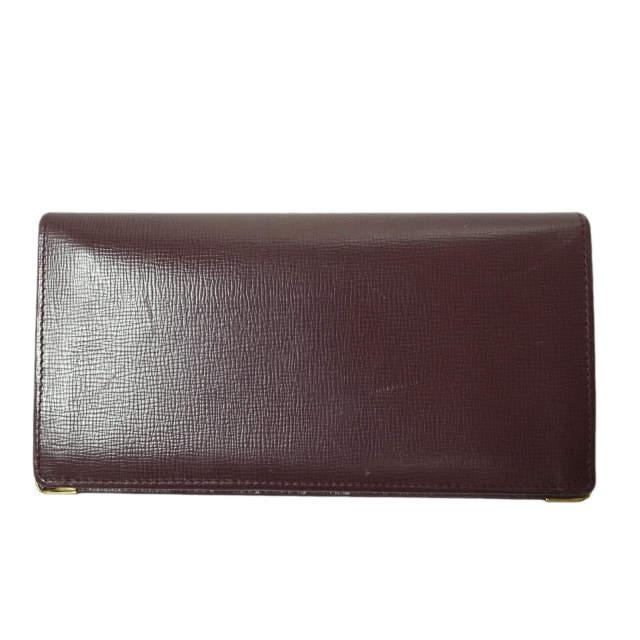 CARTIER カルティエ Must de CARTIER マストライン レザーロングウォレット L3000168 バーガンディ 2Cモチーフ ...