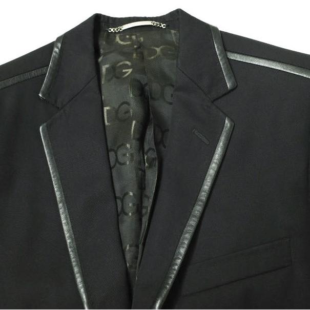 DOLCE＆GABBANA ドルチェアンドガッバーナ イタリア製 MARTINI レザーパイピングジャケット G2445T 46 ブラック ...