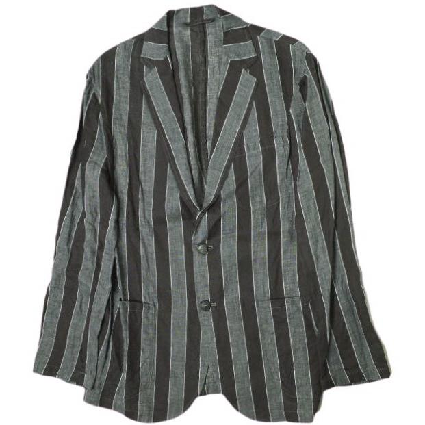 giannetto ジャンネット イタリア製 RIVIERA JACKET リネンストライプジャケット 48 BROWN/GRAY テーラード ...