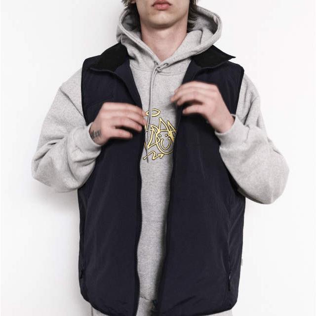 新品 FARAH ファーラー 24AW Nylon Zip Up Vest ナイロンジップアップベスト FR0403-M1009 L BLACK 定価35,200円 中綿 トップス 新品 FARAH ファーラー 24AW Nylon Zip Up Vest ナイロンジップアップ