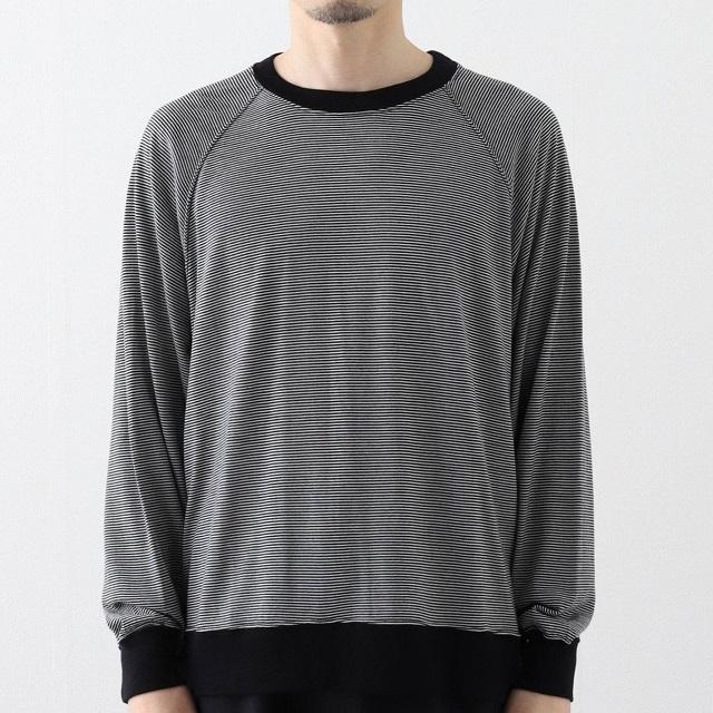 新品 CABARET POVAL キャバレーポヴァール 25SS Merino Wool Raglan Top メリノウールボーダーTシャツ 25SS-PVA-CS01 L Black Stripe 新品 CABARET POVAL キャバレーポヴァール 25SS Merino Wool Raglan