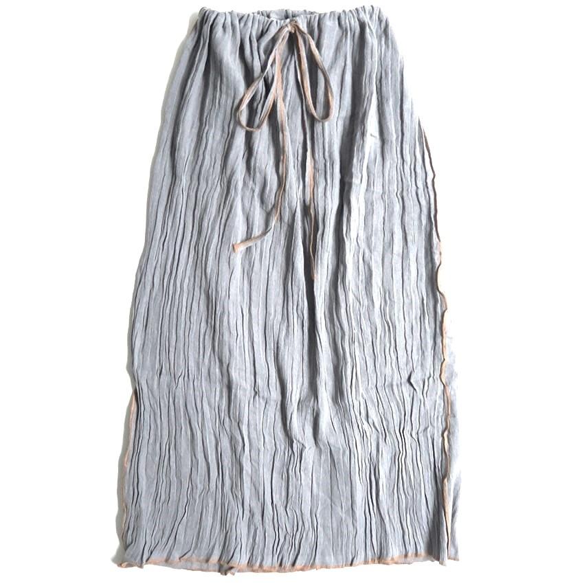 新品 BASERANGE ベースレンジ 25SS MAX SKIRT - Crinkle Linen コットンリネン ロングスカート SKMX-LC-SP25 XS Bayon Grey 定価27,280円 新品 BASERANGE ベースレンジ 25SS MAX SKIRT - Crinkle Linen