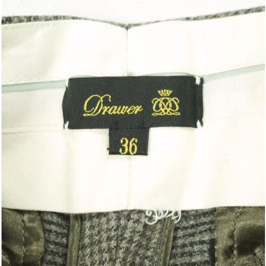 Drawer ドゥロワー 日本製 ウールフランネル チェックノープリーツスラックス 6514-236-0346 36 GREIGE パンツ ...