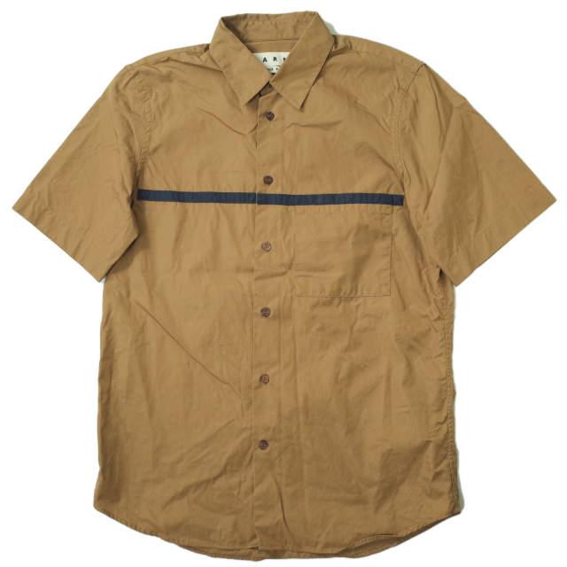 MARNI マルニ 16SS イタリア製 ショートスリーブラインシャツ M05DL0019 S44928 46 ブラウン 半袖 トップス ...