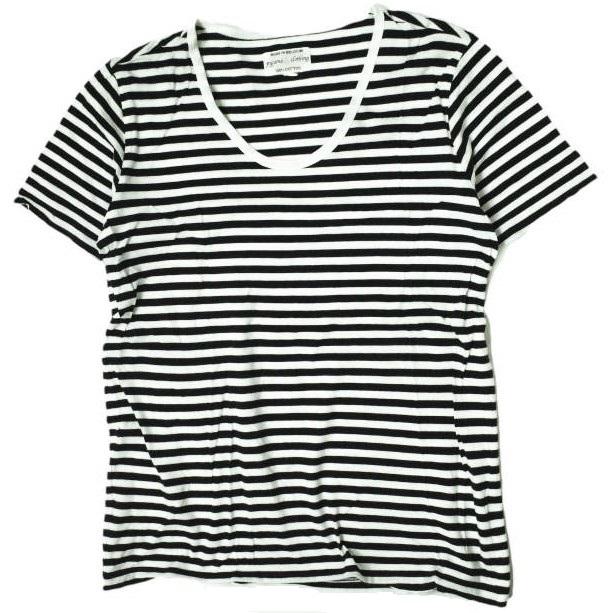 pyjama clothing ピジャマクロージング ベルギー製 Border ?U-Neck Tee ボーダーUネックTシャツ S ブラック ...